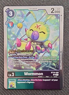 Digimon Card Game Prerelease Promo - Wormmon (BT16-040) ENG | eBay