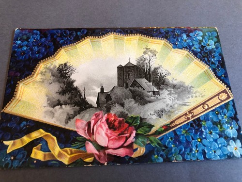 Vintage Victorian Fan Floral Rose Post Card 1910 | eBay