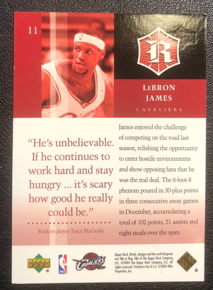 Lebron James Upper Deck Rookie Rivals 2004 Gold Signature #11 RC Insert ...