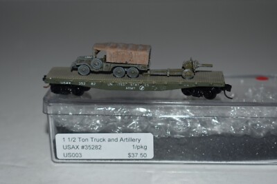 N Scale Ken-Ray Models 003 US Army 40' Flat with Truck and Artillery ...