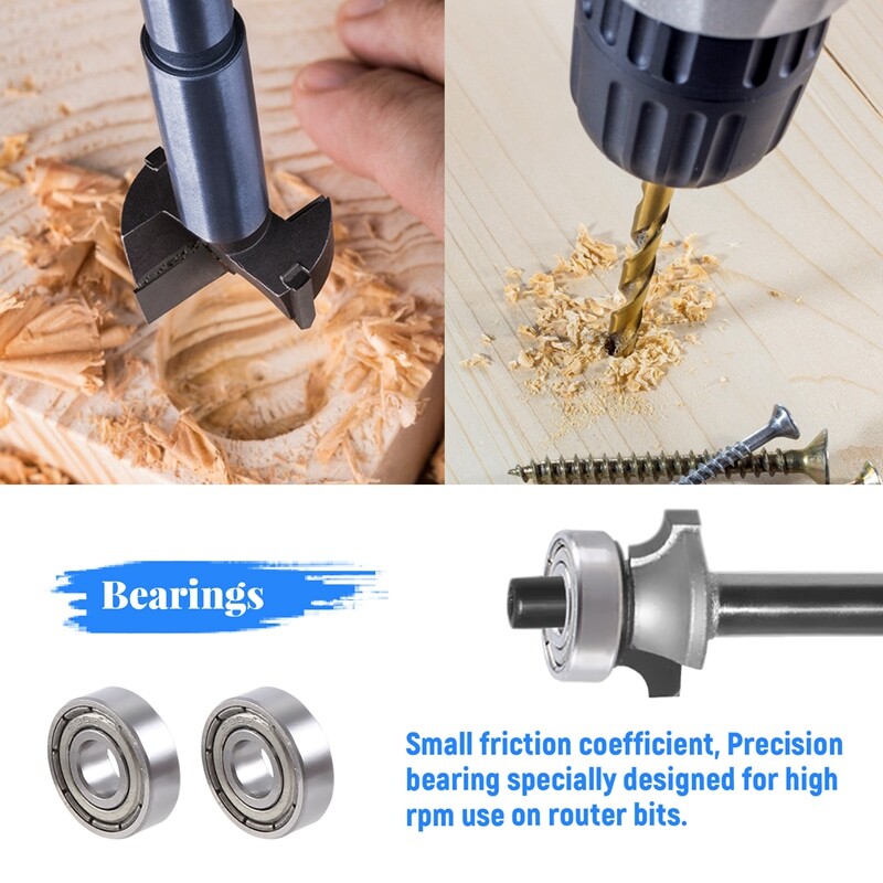 10Pcs Router Bits Top Mounted Ball Bearings Guide for Router Bit ...