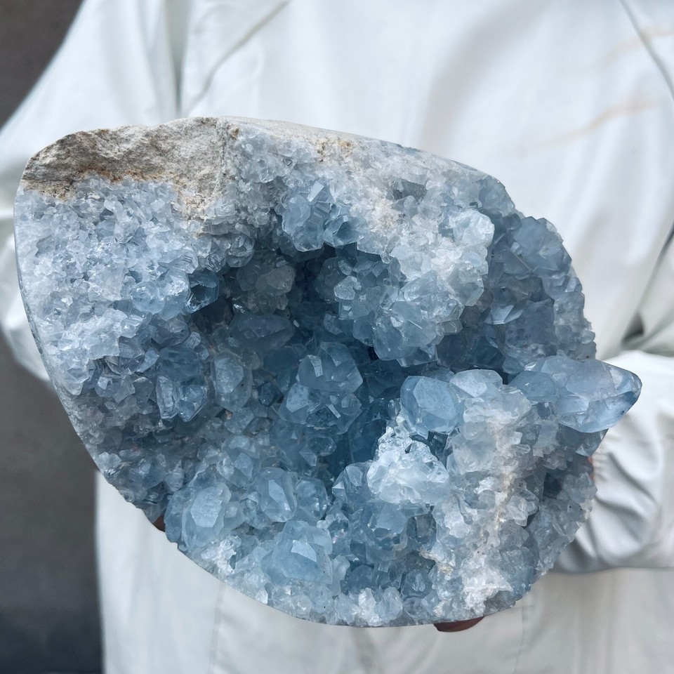 7lb Natural Blue Celestite Crystal Geode Cave Mineral Specimen Healing ...
