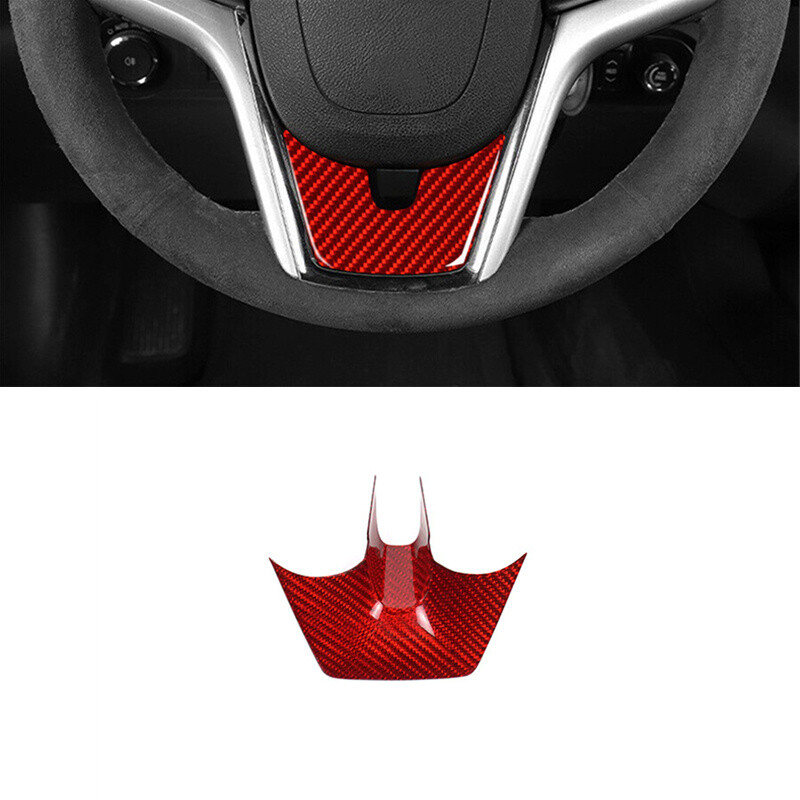 Bright Red Carbon Fiber Car Steering Wheel Chin Sticker For Chevrolet ...