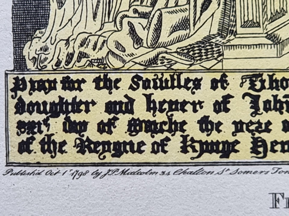 Fromond’s Tomb, Cheam Church – Antique Print 1798 (J.P. Malcolm) Hand ...