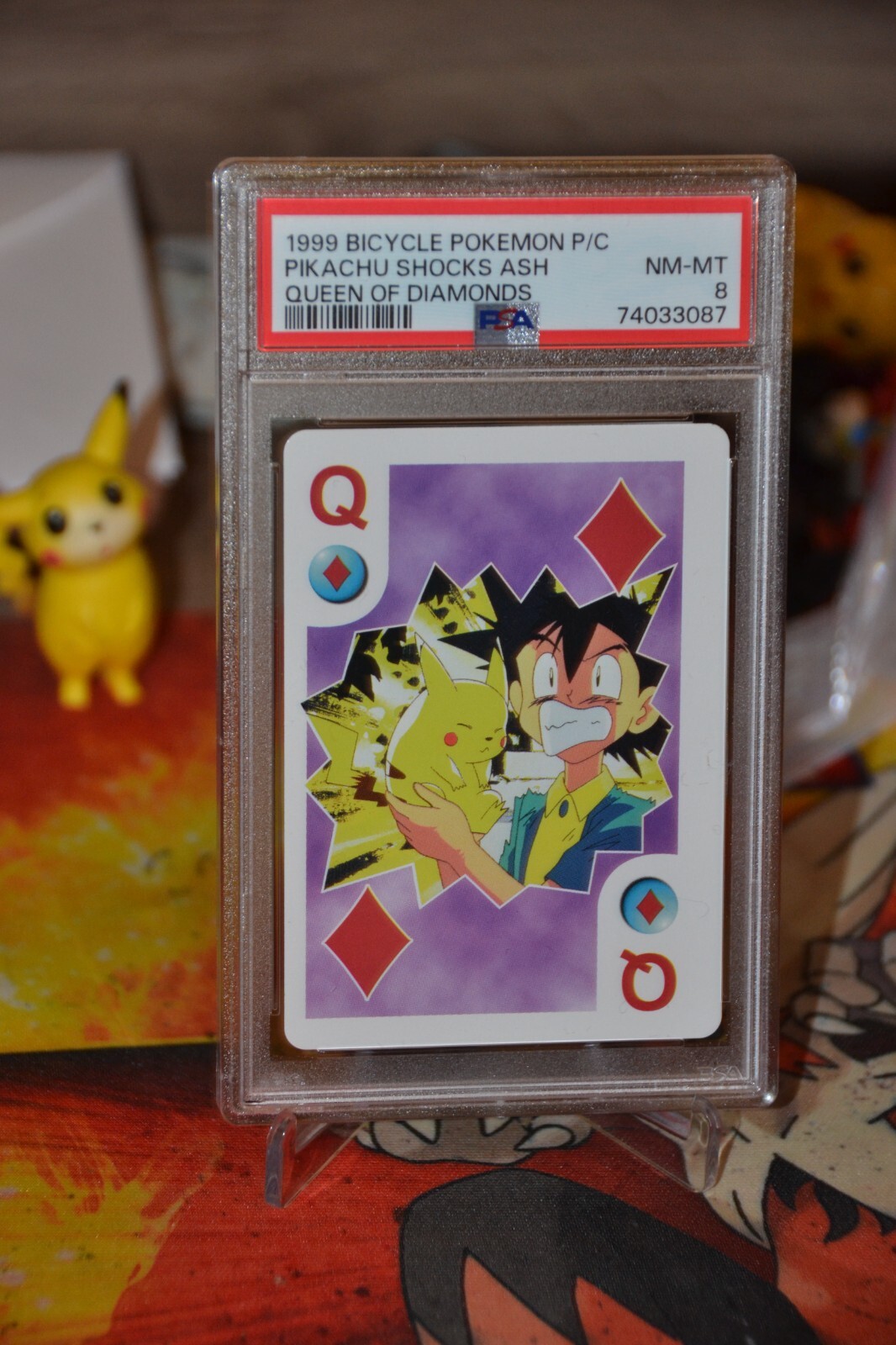 Pokémon TCG PSA 8 1999 Bicycle Pikachu Shocks Ash Queen of Diamonds Pop 2 | eBay