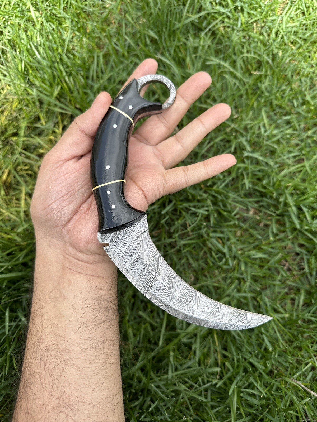 HANDMADE SICKLE DAMASCUS STEEL HUNTING KARAMBIT SURVIVAL CLAW KNIFE ...