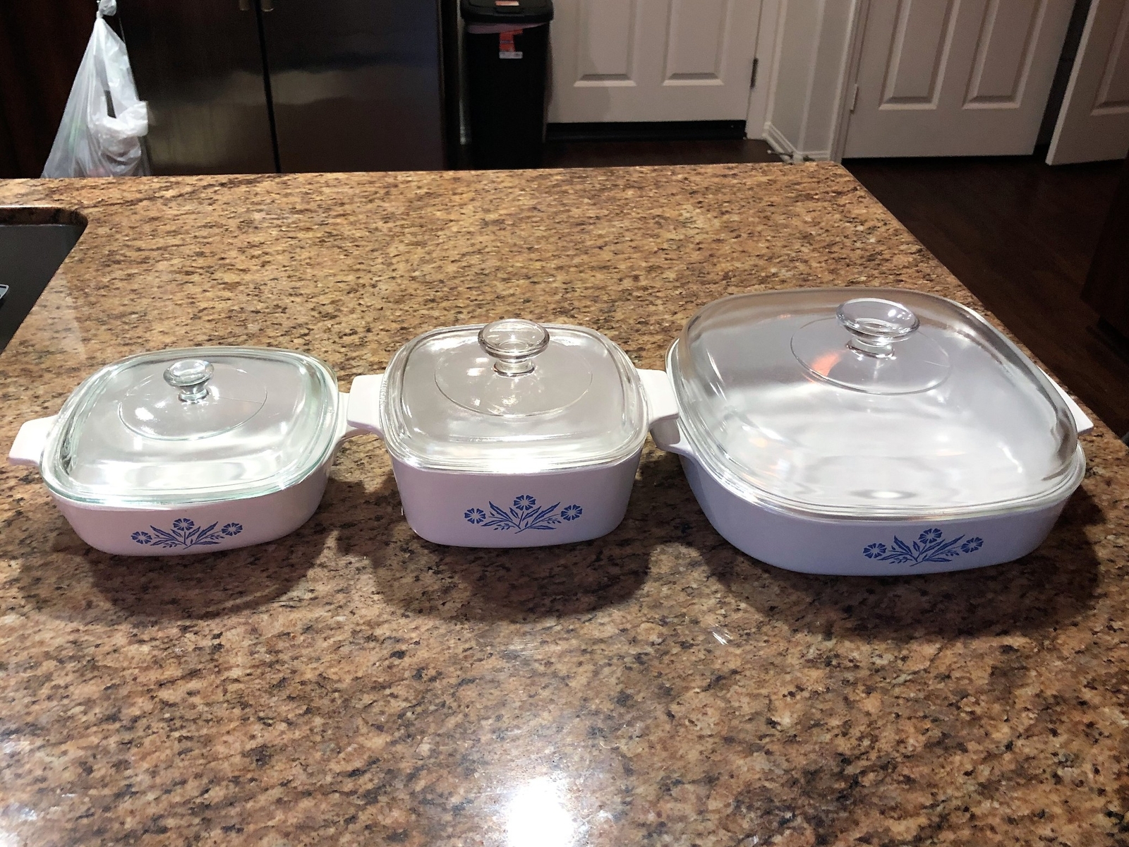 Lot of 3 Vintage Corning Ware Blue Cornflower Baking Casserole Dish ...