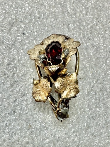 antique victorian GF Floral & Garnet Brooch Tube Hinge C Clasp circa ...