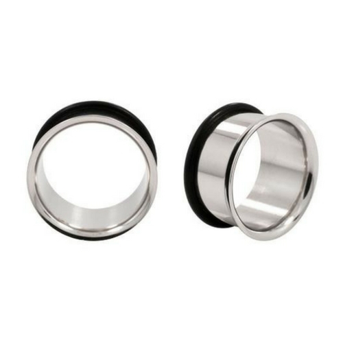PAIR 12G to 1" Surgical Steel Single Flared Tunnel Ear Plug Big Gauges ...