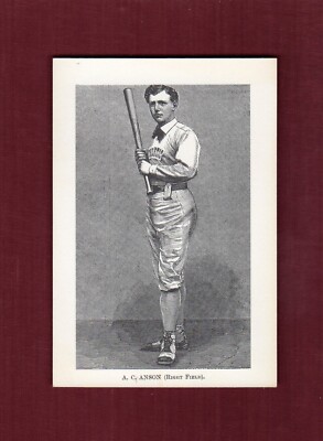 A.C. "CAP" ANSON, Athletics ~ 1874 Harpers Weekly woodcut ~ TCMA 1973 ...