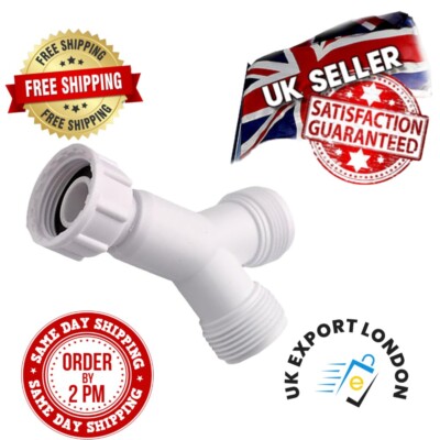 WASHING MACHINE DISHWASHER PLUMBING Y PIECE 2 WAY SPLITTER TWIN FEED ...