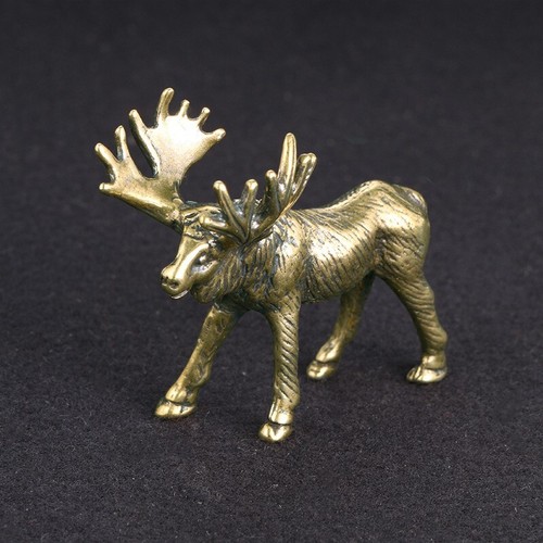 Solid Brass Elk Figurine Deer Statue Animal Figurines Toys Desktop ...