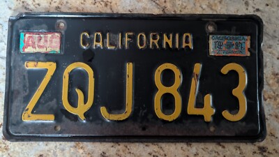 California 1963 license plate # ZQJ 843 | eBay