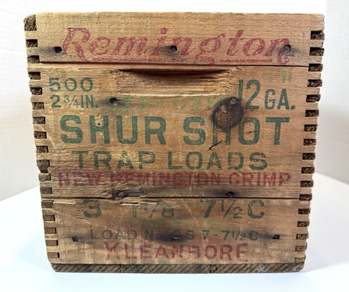 Vintage WOOD REMINGTON SHUR SHOT 12 GA SHOTGUN SHELL EMPTY WOODEN AMMO ...