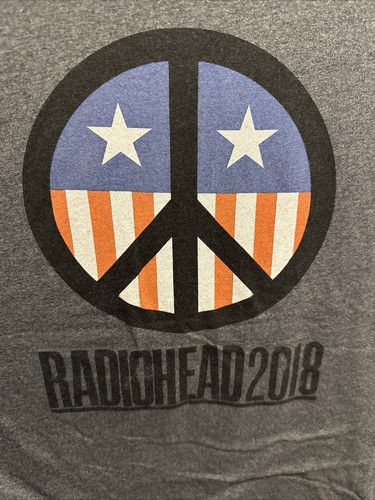 XL Radiohead 2018 US Tour Shirt Peace Symbol Flag WASTE Backwards Logo ...