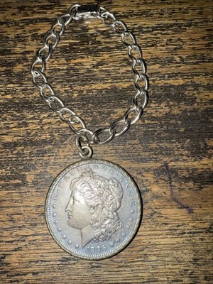 1896 Morgan Silver Dollar Pendant w/ Silver Toned Chain and Push Clasp ...