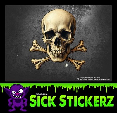 Skull and Bones Crossbones Poison Emo Goth Sticker Decal Car Window Fun ...
