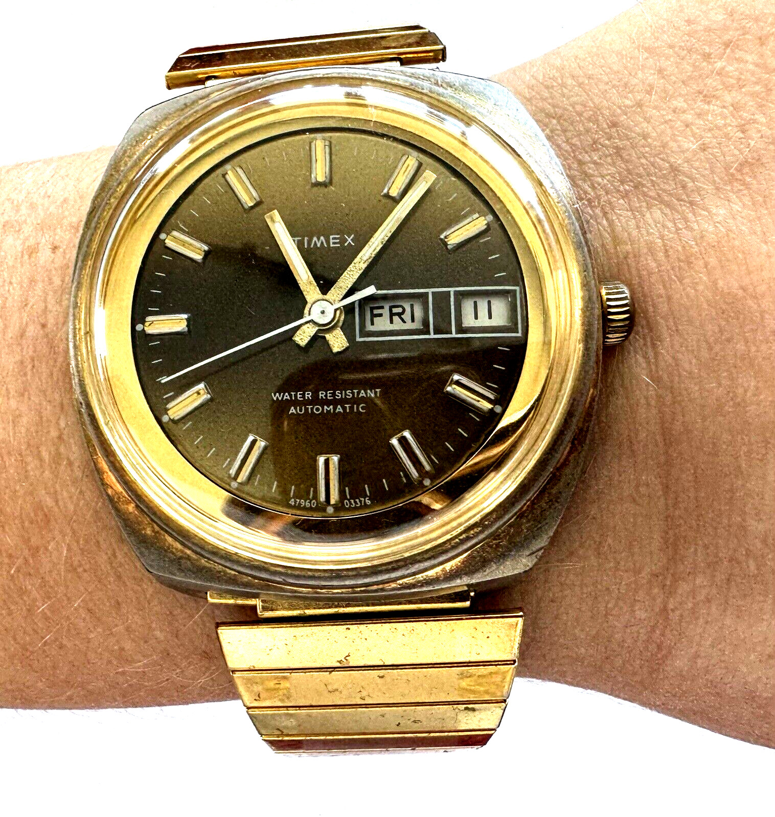 Vintage Men's Watch Timex Automatic Gold Tone Day Dat… - Gem