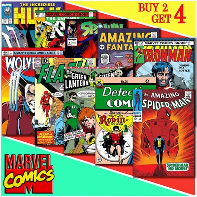 Comic Book Cover Posters Vintage Iconic Covers Retro Classic Wall Art ...