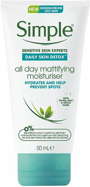 2x Simple Daily Skin Detox All Day Mattifying Moisturiser 50ml for sale ...