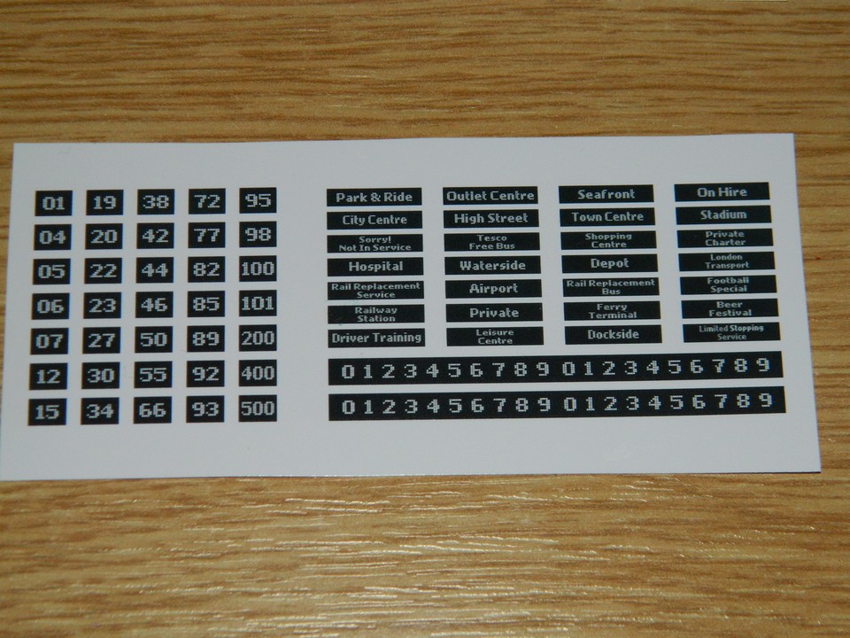 Digital Destination Decals Bus Blinds Self Adhesive 1/76 Corgi & UKBUS ...