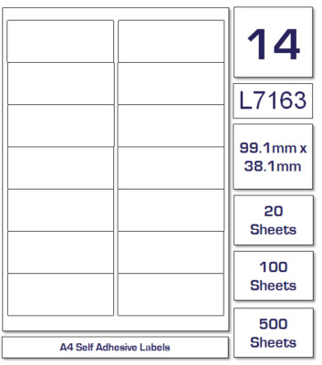LL14 A4 - 99MM X 38MM L7163 14TV Address labels per sheet White Self ...