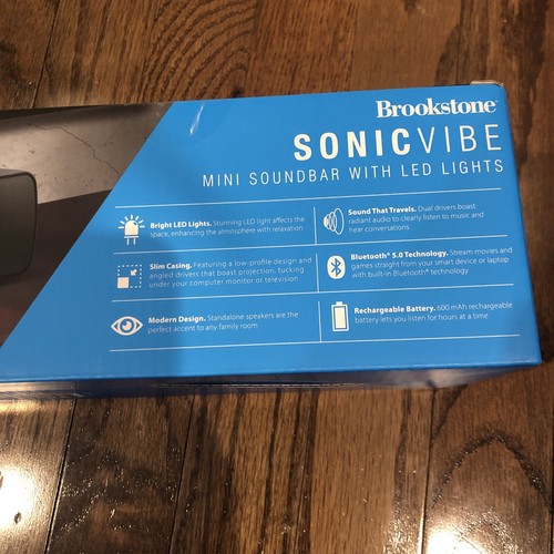 Brookstone 12.5" Bluetooth SonicVibe Mini Soundbar with LED Lights NEW ...