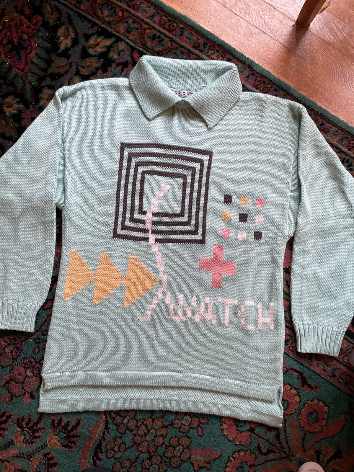 Rare Vintage 1980's Swatch Watch Sweater Retro Techno… - Gem