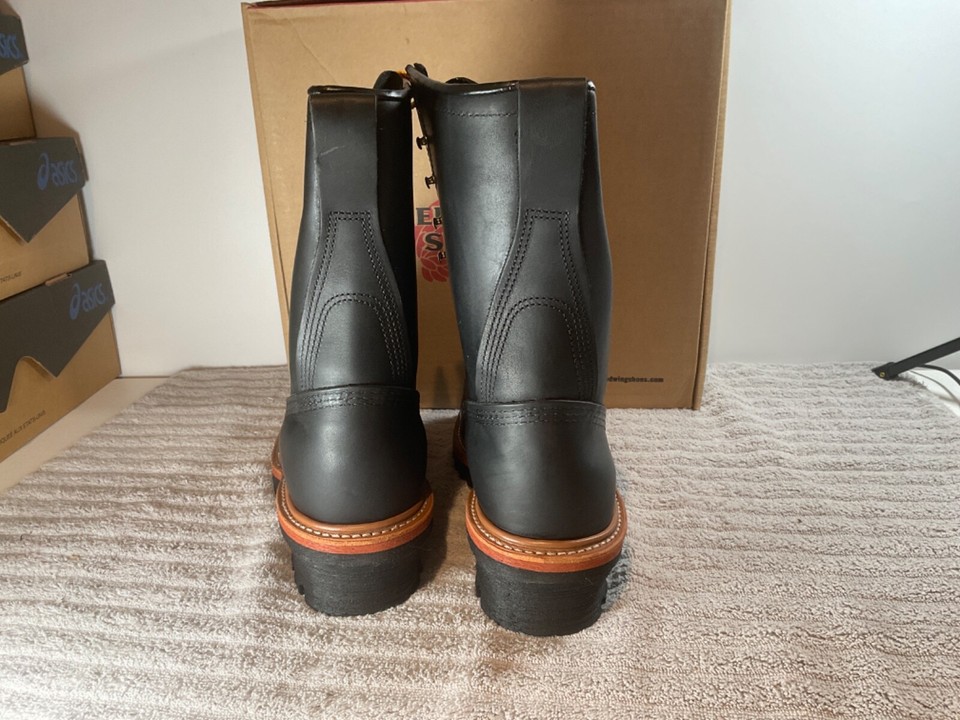 GREAT RED WING Made in USA 2218 BLACK Logger Work Boots MANY SIZES NEW ...