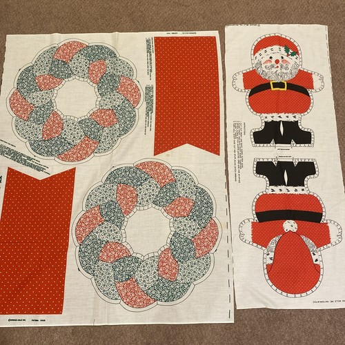 2 Panels VTG Christmas Wreath & Santa Claus Sew 'n Stuff Fabric Pillow ...