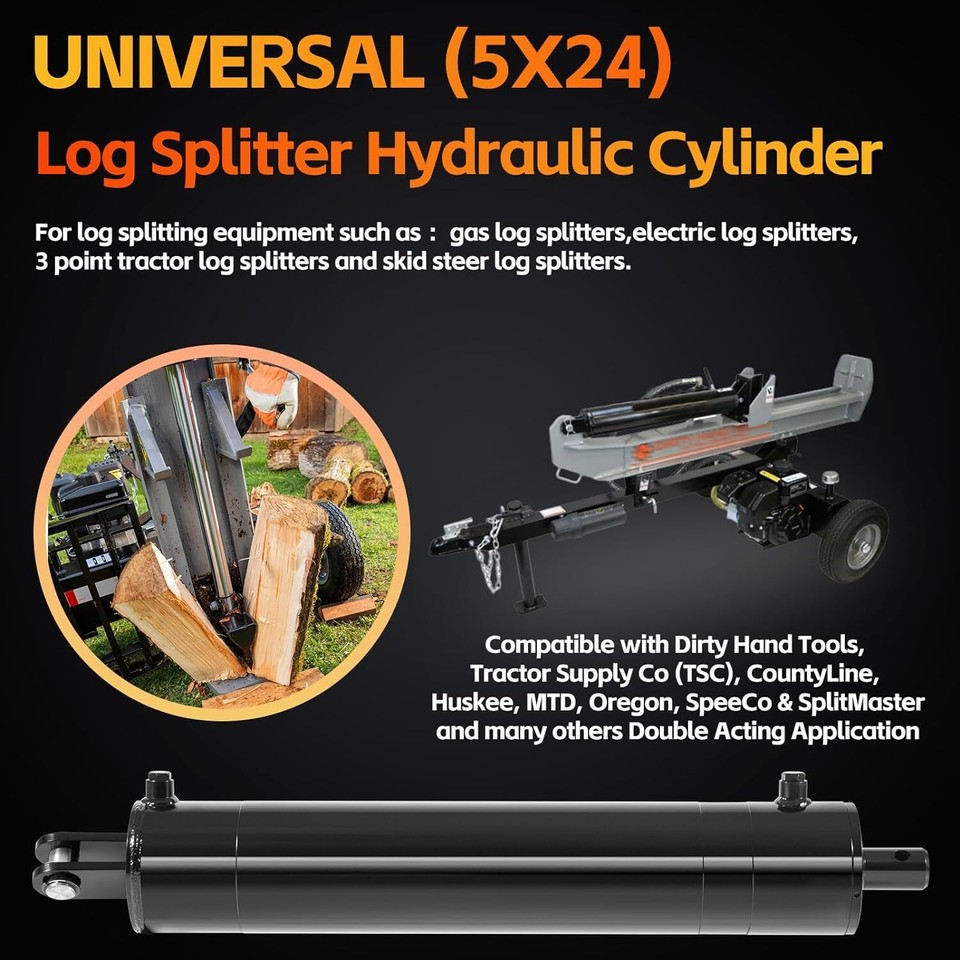 5"x24" Universal Hydraulic Cylinders Log Splitter Cylinder, 3500PSI ...