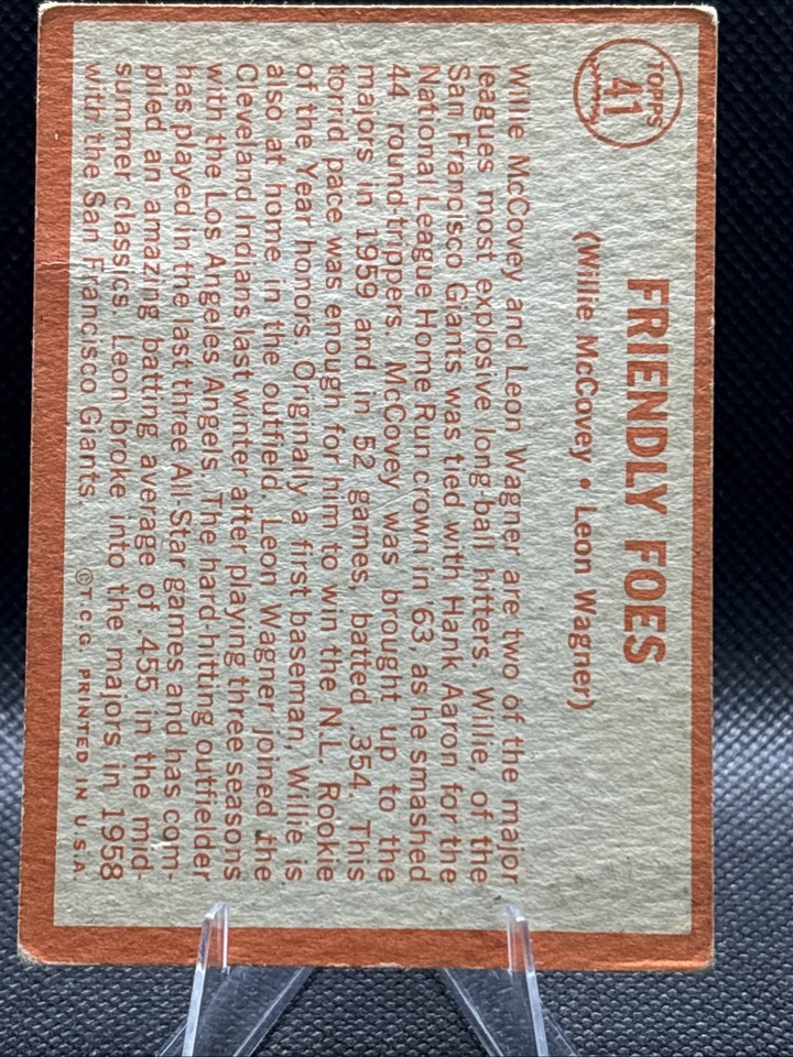 1964 Topps #41 Friendly Foes Willie McCovey, Leon Wagner | eBay