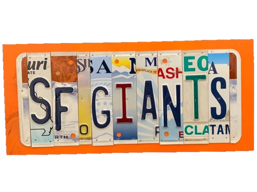 SF Giants License Plate Sign w/Letters Mosaic Licensed Therapy Handmade ...