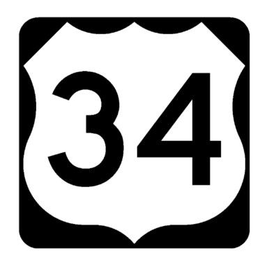 7" us route 34 highway bumper sticker decal usa made | eBay