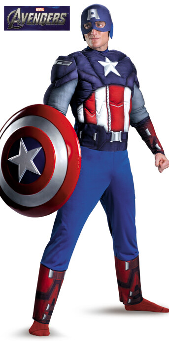 Captain America Muscle Chest Deluxe Costume | eBay