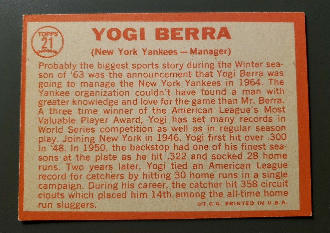 1964 Topps - #21 Yogi Berra for sale online | eBay