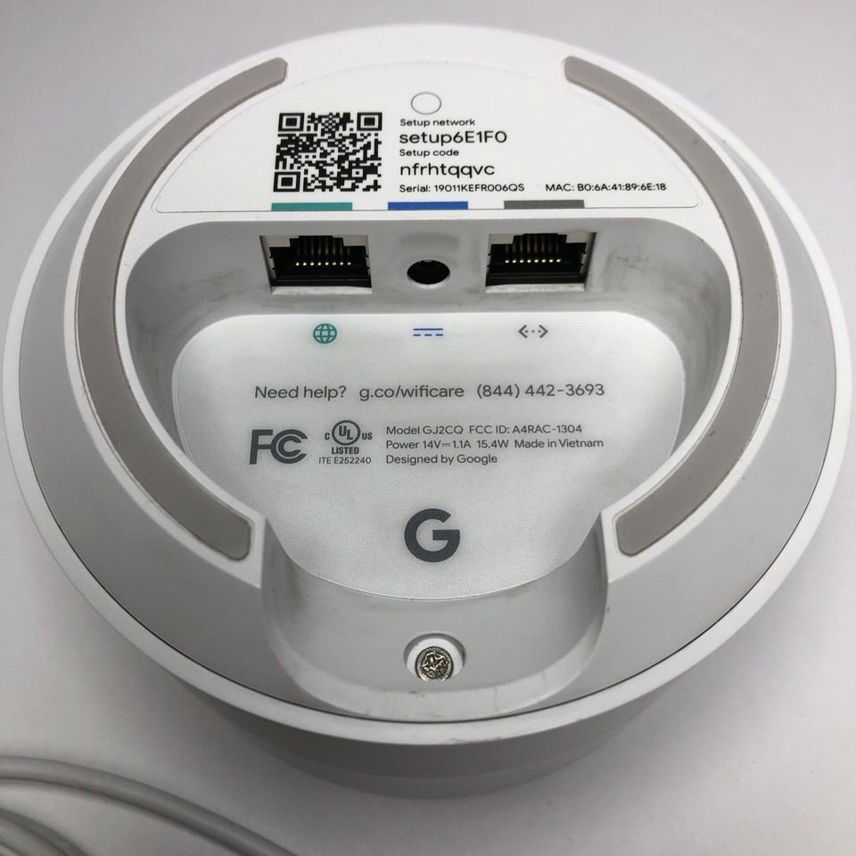 Google Nest GJ2CQ White WiFi Mesh Router With Cord A4RAC-1304