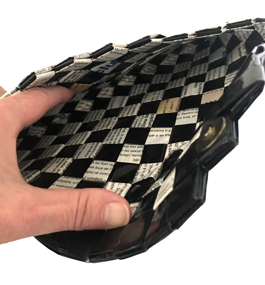 Woven Magazine Clutch Purse Black and White | eBay