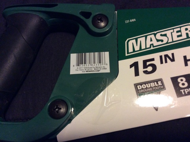 Masterforce 15" Resin Handle Hand Saw 8tpi Double Ground Tooth 237-6404 ...