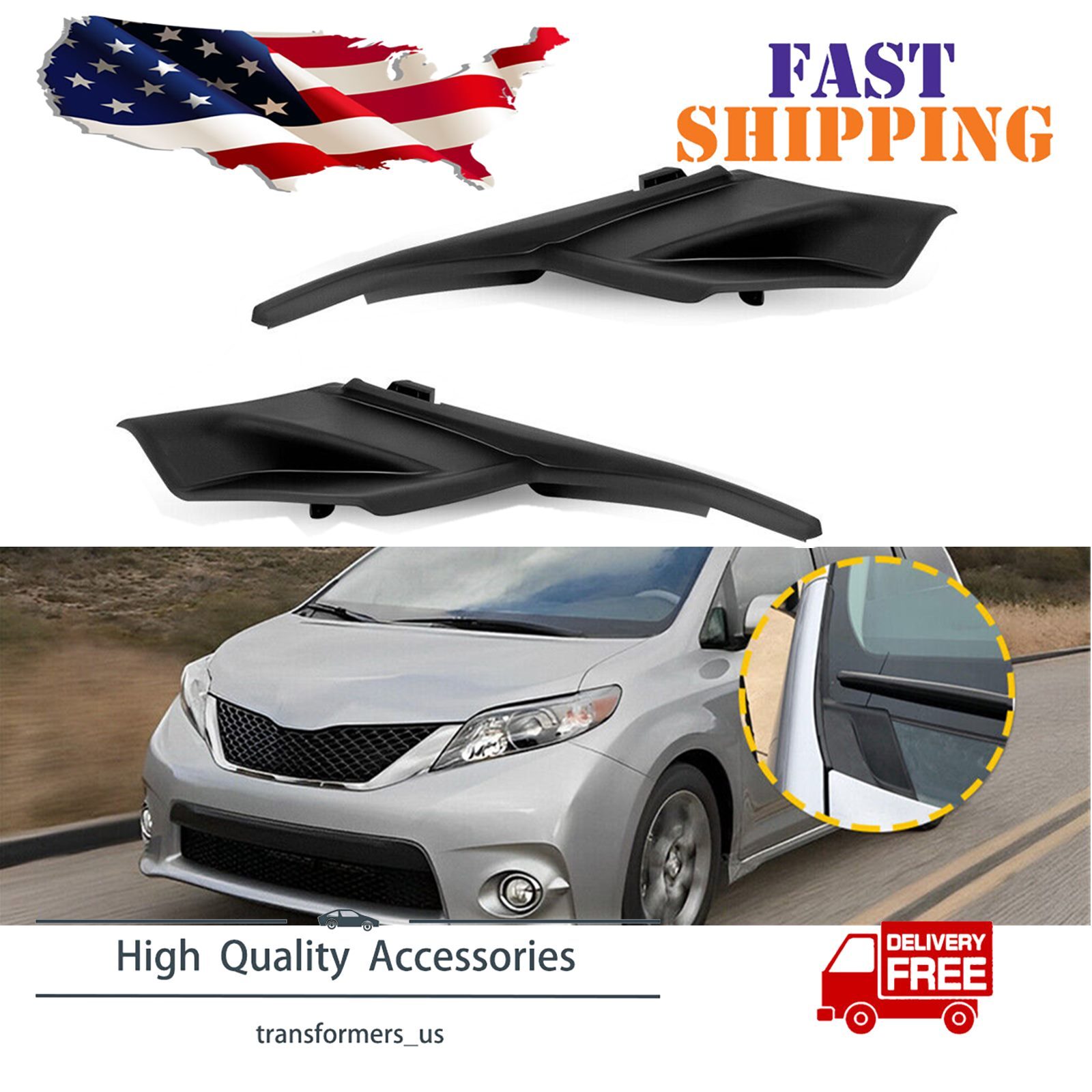 For Toyota Sienna Front Windshield Wiper Side Cowl Extension Cover Trim ...