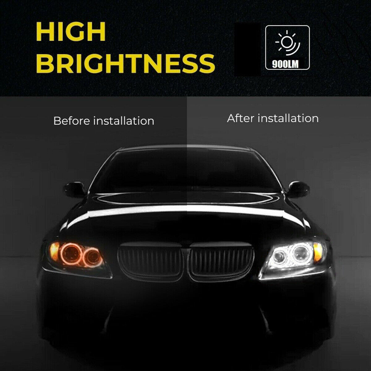 2pcs LED Angel Eyes Ring Marker Lights Headlights DRL plug/ play 900LM ...