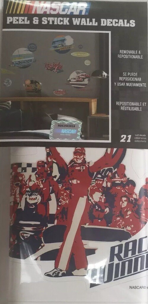 NASCAR Peel And Stick Wall Decals 21 Stickers removable/repositionable ...