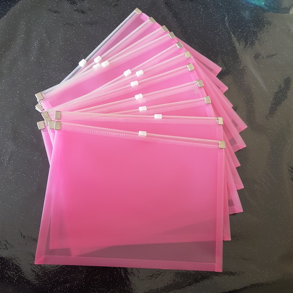 A5 PINK ZIP LOCK PLASTIC WATERPROOF WALLETS DOCUMENT TRAVELLING SCHOOL ...