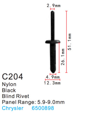 C204 - Plastic Rivets - 100PCS - Front bumper Blind Rivet for Chrysler ...