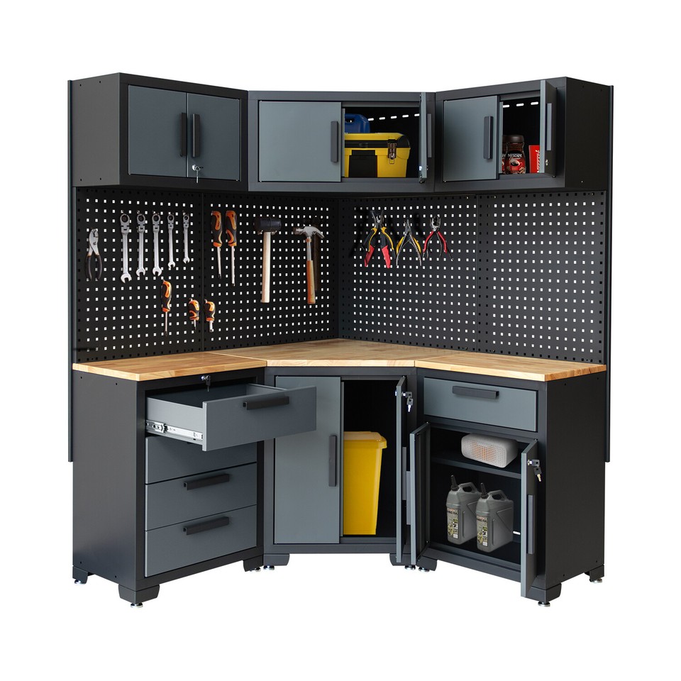 Multifunction Corner Workshop/Garage Cabinet System for Garage Tool ...