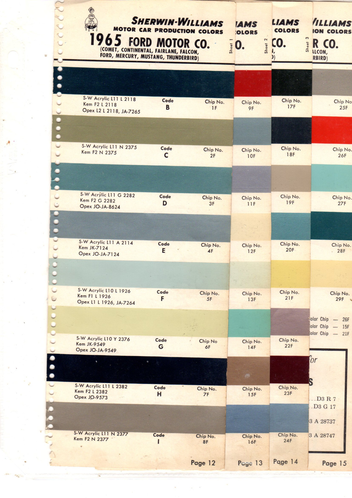 1965 FORD MUSTANG FAIRLANE RANCHERO GALAXIE MERCURY LINCOLN 65 PAINT ...