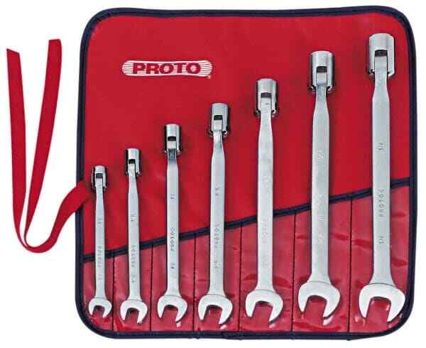 Proto J1270A Flex Head Combination Wrench Set: 7 Pc, Inch Satin Finish ...
