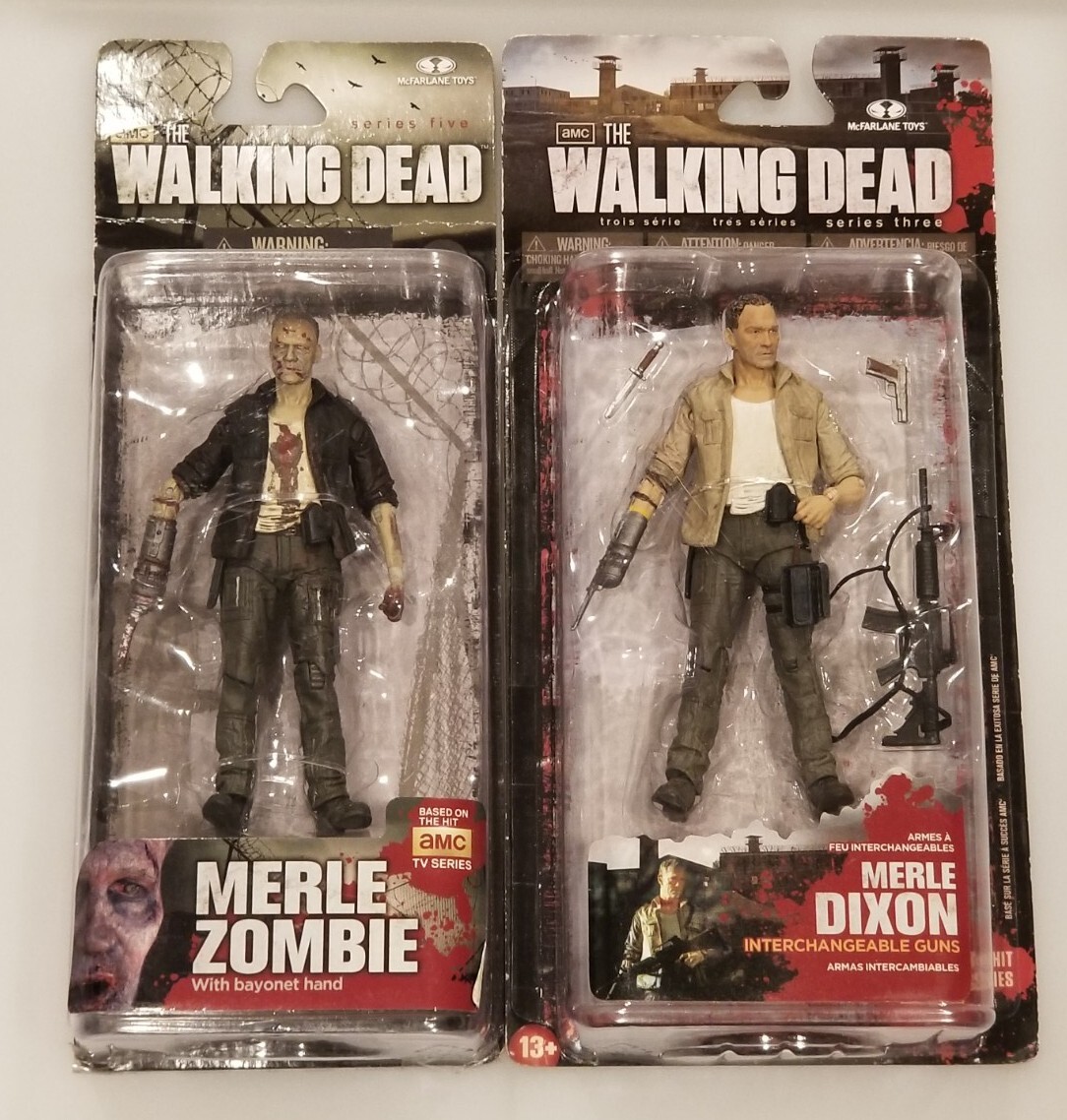 MOC Lot of 2 Mcfarlane The Walking Dead Merle & Zombie Merle Figures 5 ...