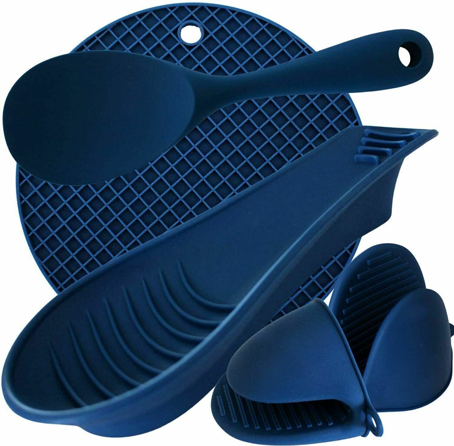StylingUp 5-Piece Silicone Set – Spoon Rest, Trivet, Oven Mitts & Rice ...
