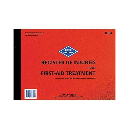 Zions Register Of Injuries And First Aid Treatment Book RIFA 16 Lines ...